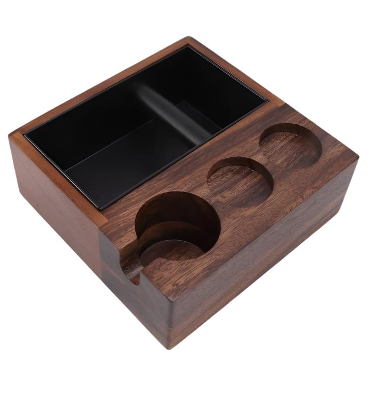Walnut Knockbox Chute with Tamper Holder | Cowpresso Coffee Roasters ...